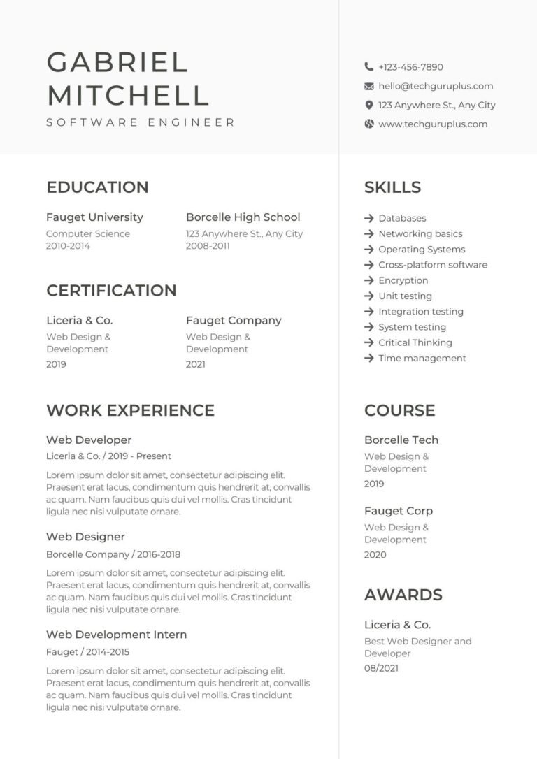Engineer Resume 20 Templates Download in Word (.docx)