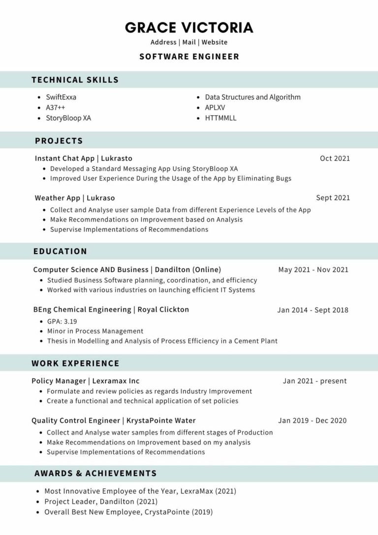 ATS Friendly Resume 20 Templates Download in Word (.docx)