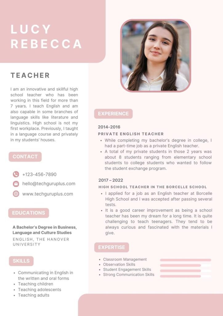 School Teacher Resume 20 Templates Download in Word (.docx)