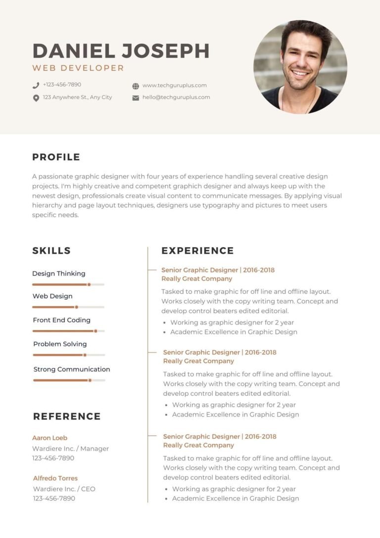 Web Developer Resume 20 Templates Download in Word (.docx)