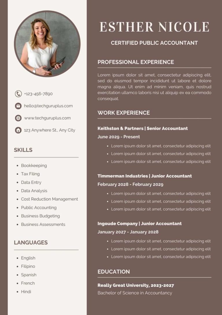 Accountant Resume 20 Templates Download in Word (.docx)