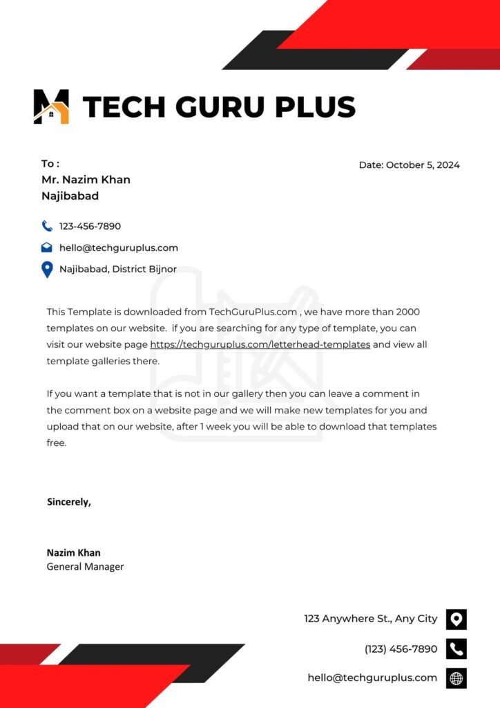 Editable Stylish Free Letter Headed Paper Design (.docx Word & PDF)