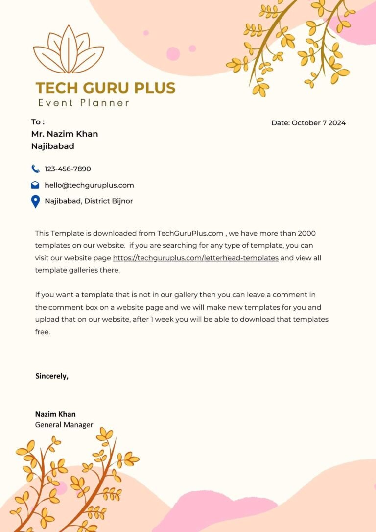 Construction Company Letterhead Template Word Free Download (.docx