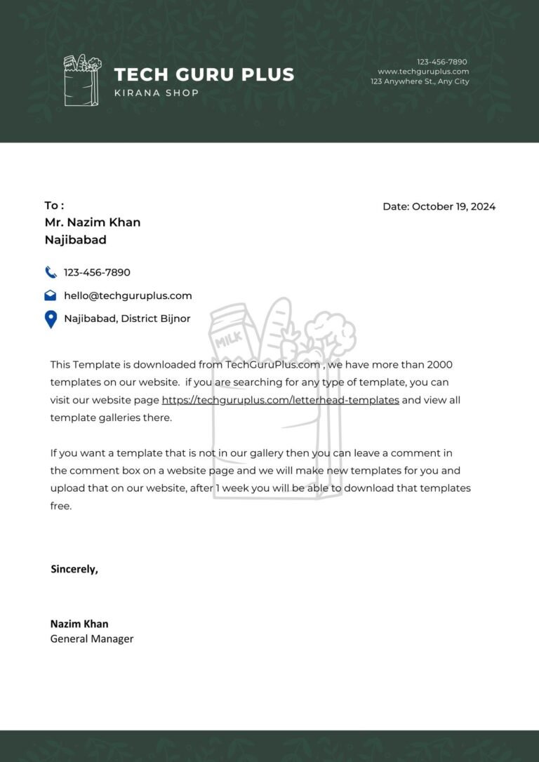 Grocery (Kirana) Shop Letterhead 20 Templates Download in Word (.docx)
