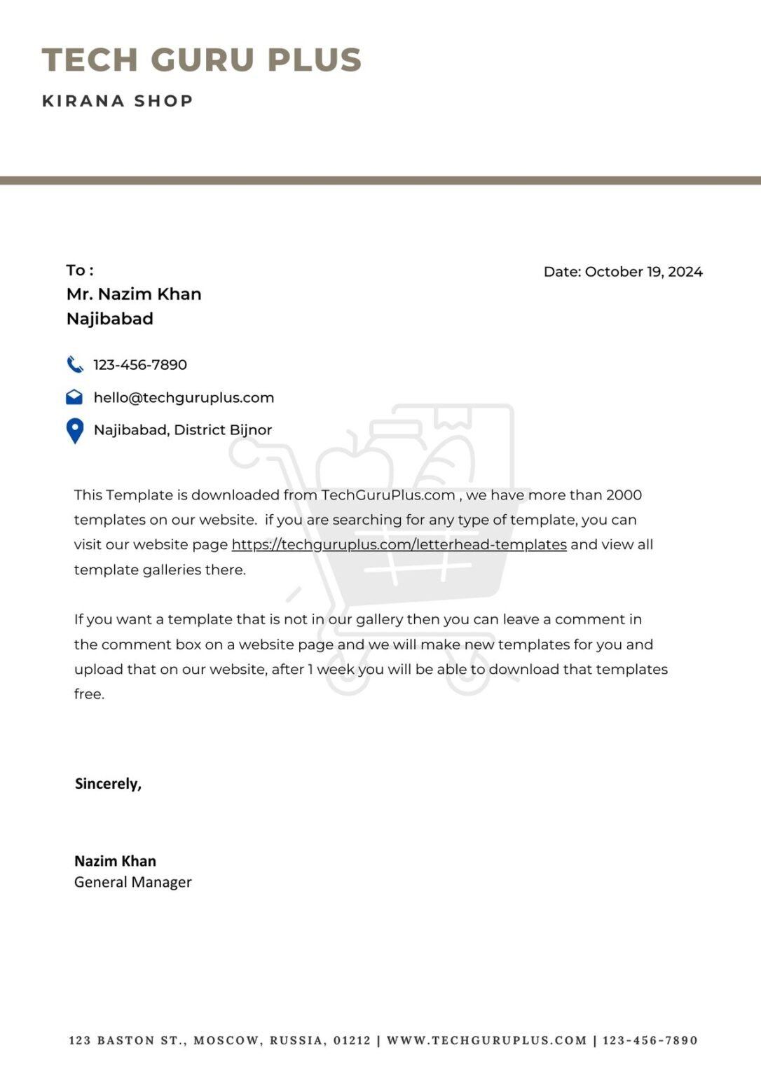 Grocery (Kirana) Shop Letterhead 20 Templates Download in Word (.docx)