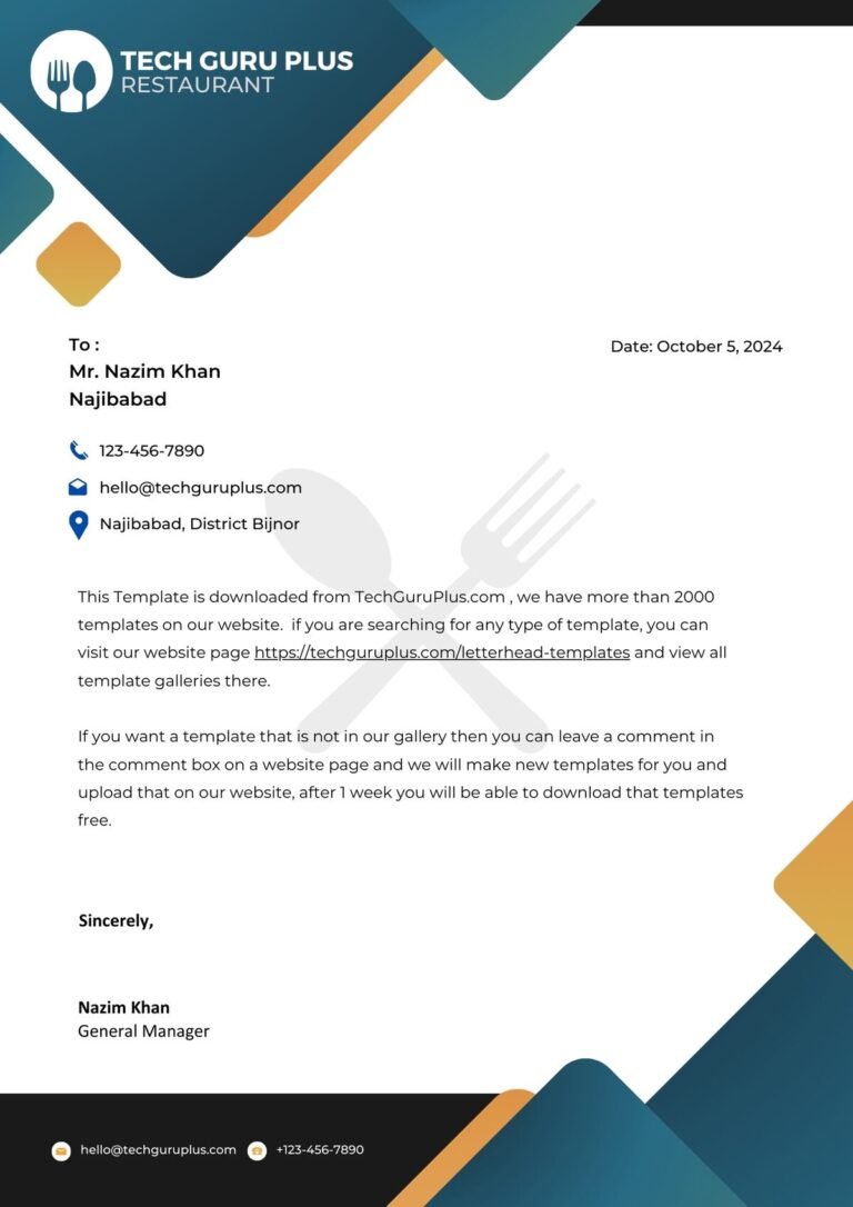 Restaurant Letterhead 20 Templates Download in Word (.docx)