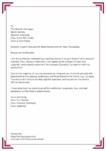Application for Requesting Bank Statement for Visa Processing [5 Format]