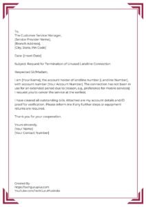 Application for Cancellation of Landline Connection [5 Format]