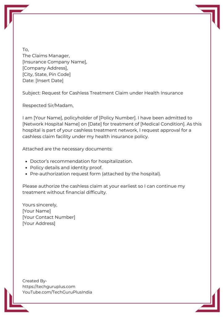 Application for Claiming Health Insurance Benefits on Hospitalization ...