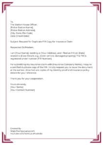 Application for Issuance of a Duplicate Police FIR Copy [5 Format]