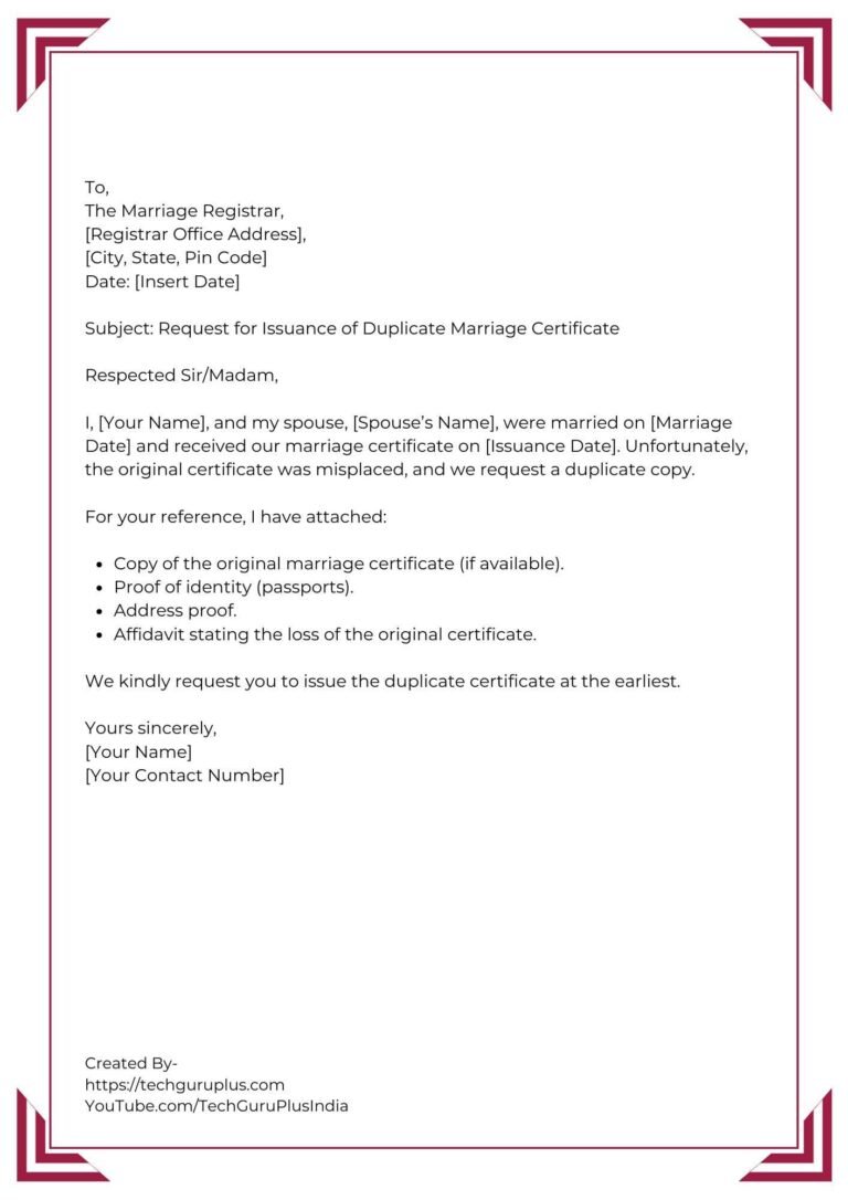 Application for Marriage Certificate [5 Format]