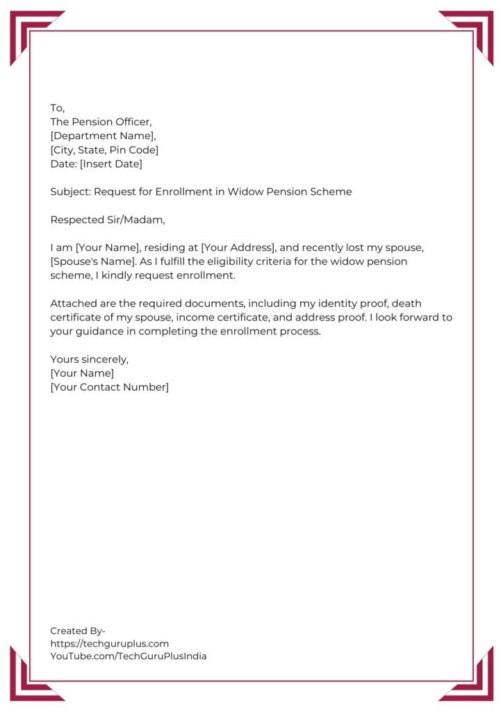 Application for Enrolling in Government Pension Scheme [5 Format]
