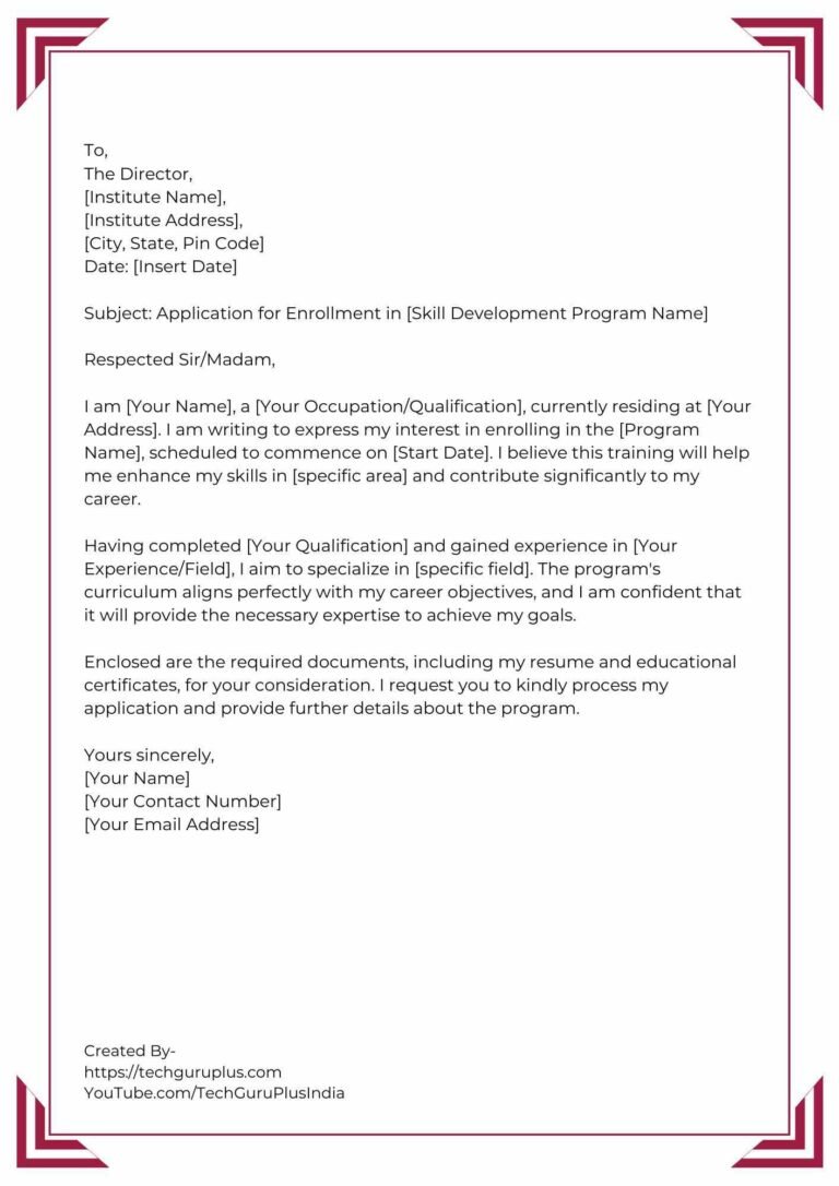 Application for Skill Development Training [5 Format]