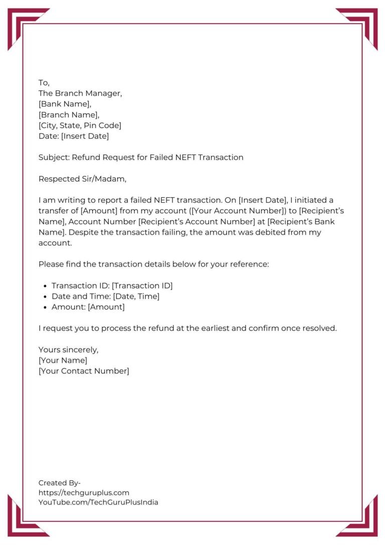 Application for Reporting Failed IMPS/NEFT/RTGS Transaction [5 format]