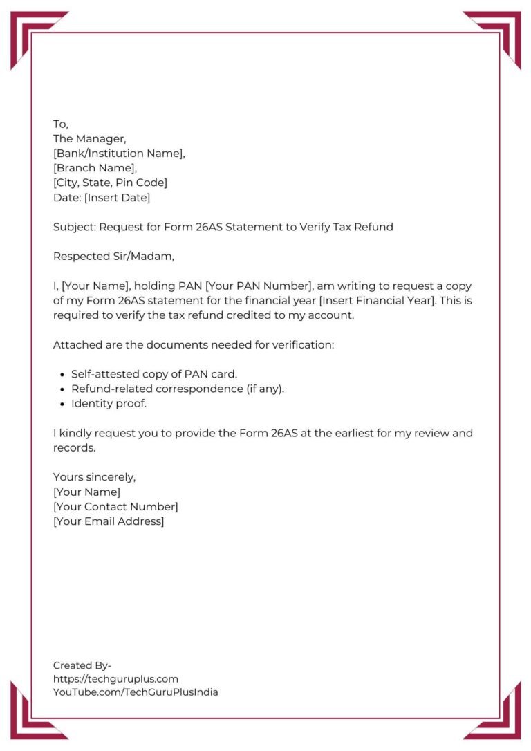 Application for Form 26AS Statement for Income Tax Purposes [5 Format]