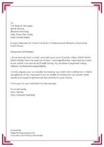 Application for Requesting a Credit Card Limit Increase [5 Format]
