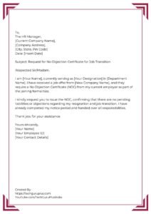 Application for No Objection Certificate (NOC) [5 Format]
