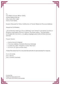 Application for Requesting Police Verification for Tenant [5 Format]
