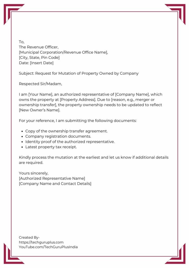 Application for Property Mutation [5 Format]