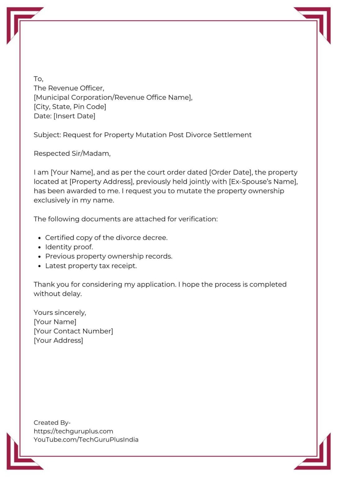 Application for Property Mutation [5 Format]