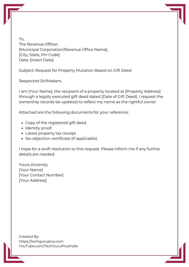 Application for Property Mutation [5 Format]