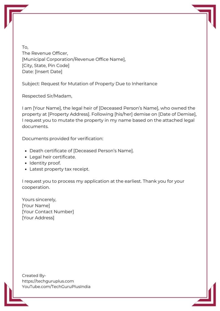 Application for Property Mutation [5 Format]