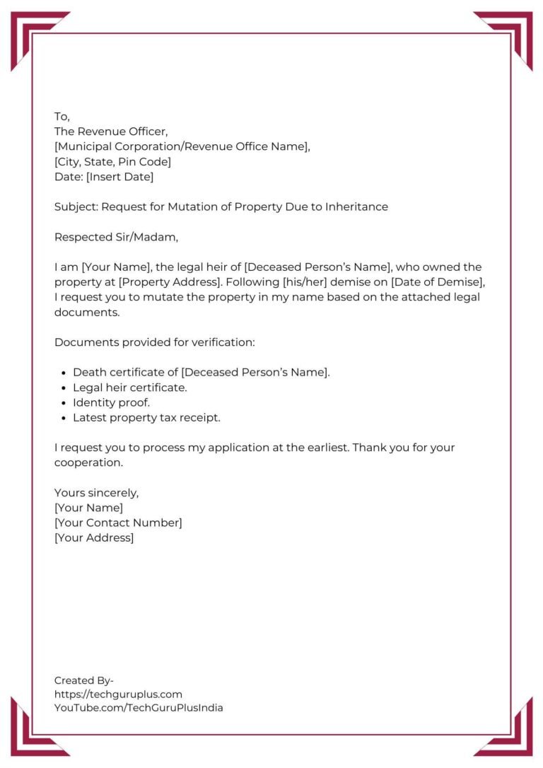 Application for Property Mutation [5 Format]