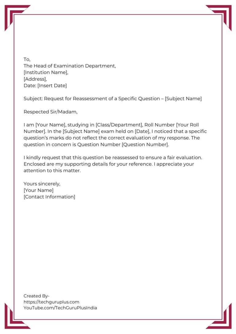 Application for Duplicate Marksheet in School/College [5 Format]