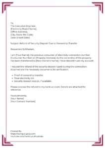 Application for Refund of Security Deposit for Electricity Connection ...