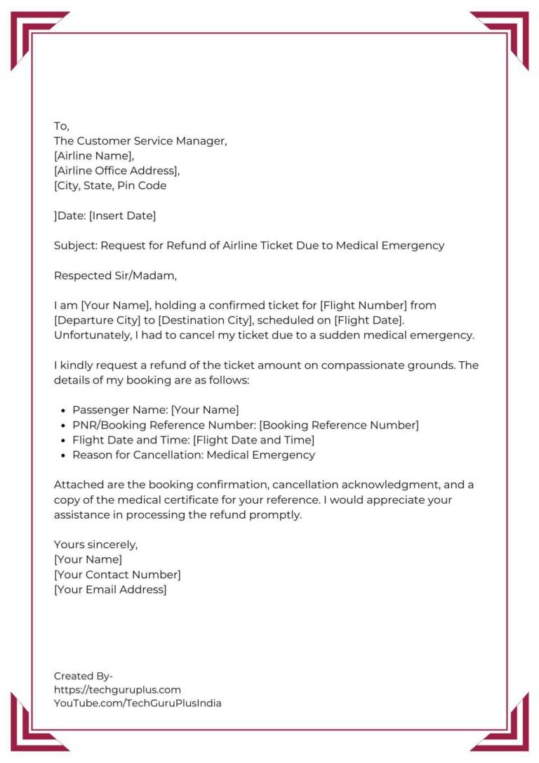 Application for Refund of Canceled Airline Ticket [5 Formats]