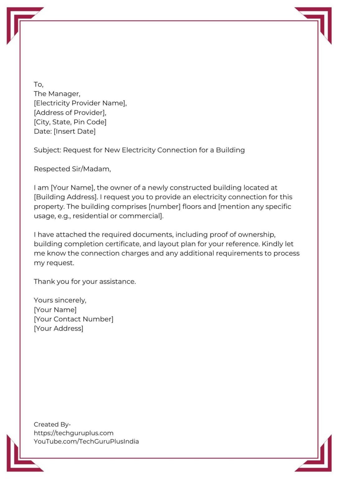 Application for Utility Connections: Electricity, Water, Gas & Internet ...