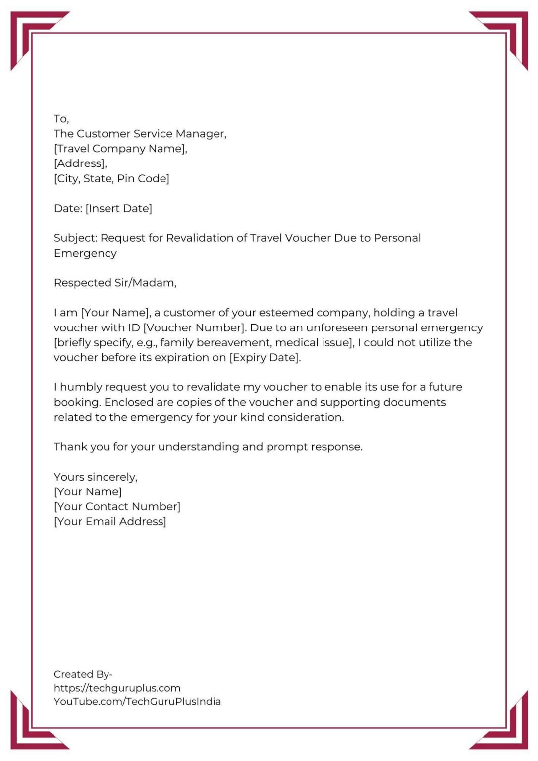 Application for Travel Voucher Revalidation [5 Format]
