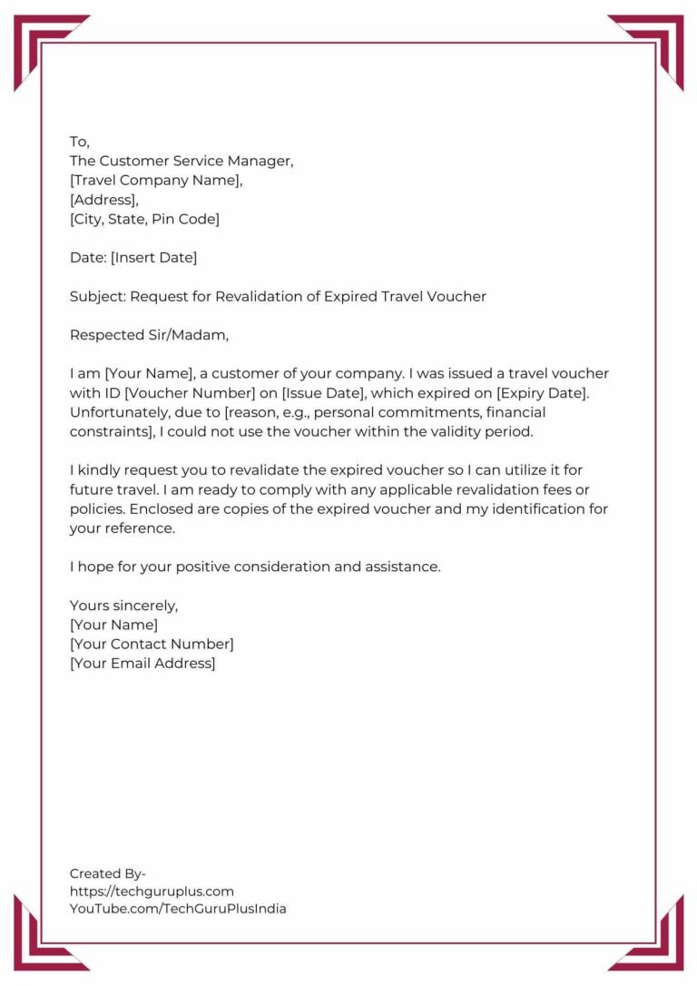 Application for Travel Voucher Revalidation [5 Format]