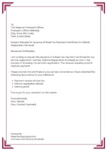 Application for Issuance of Road Tax Payment Certificate [5 Format]