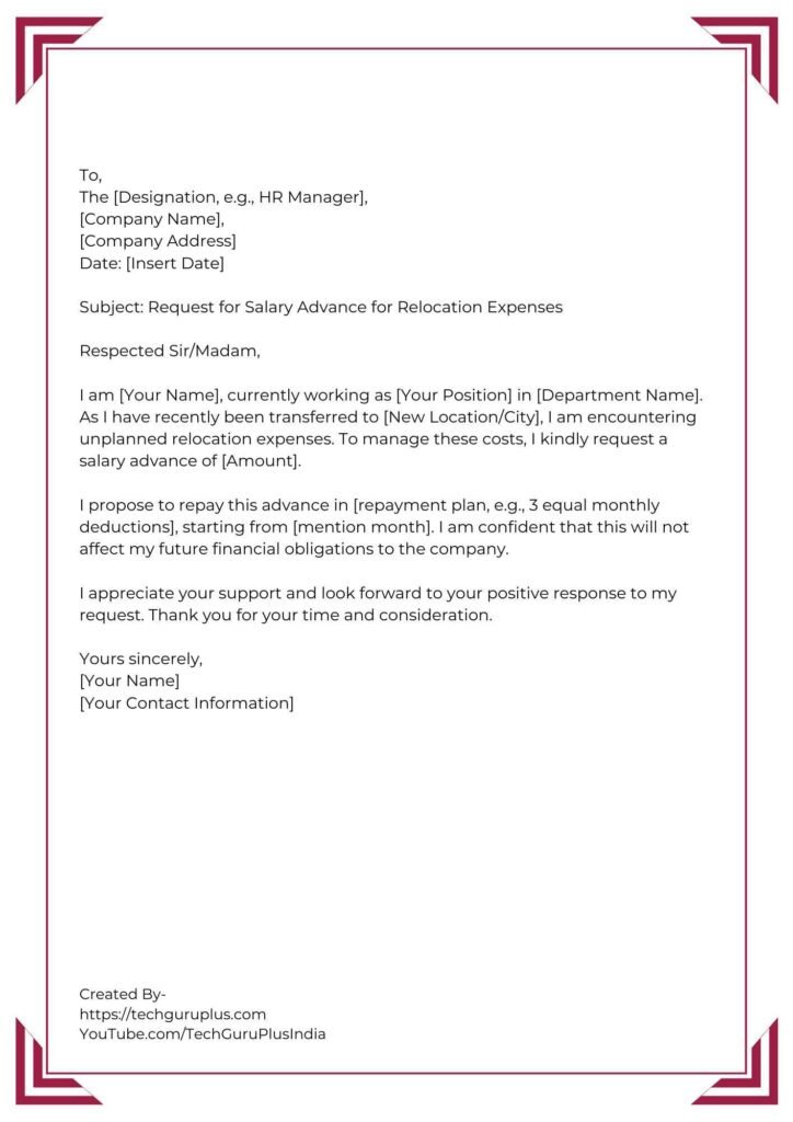 Application for Salary Advance Request [5 Format]