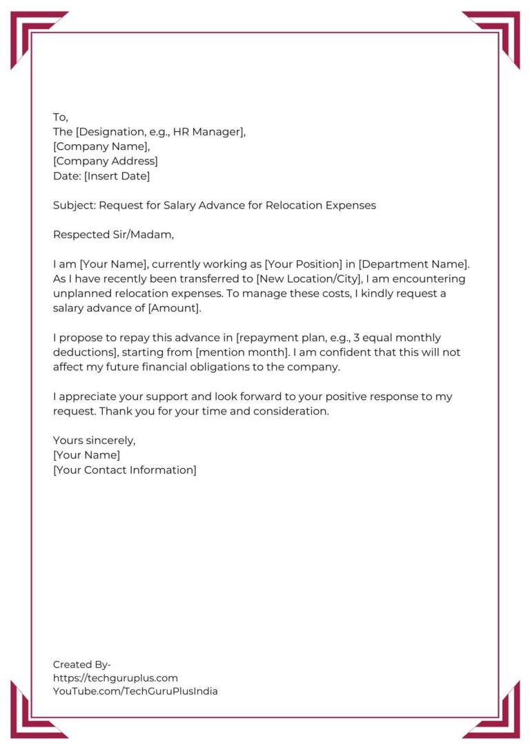 Application for Salary Advance Request [5 Format]