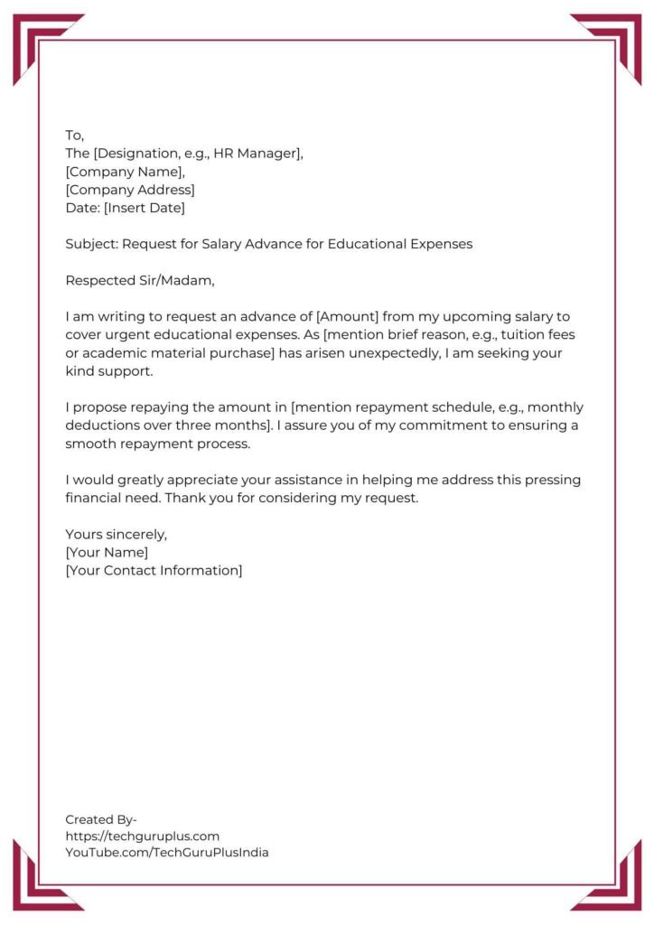 Application for Salary Advance Request [5 Format]