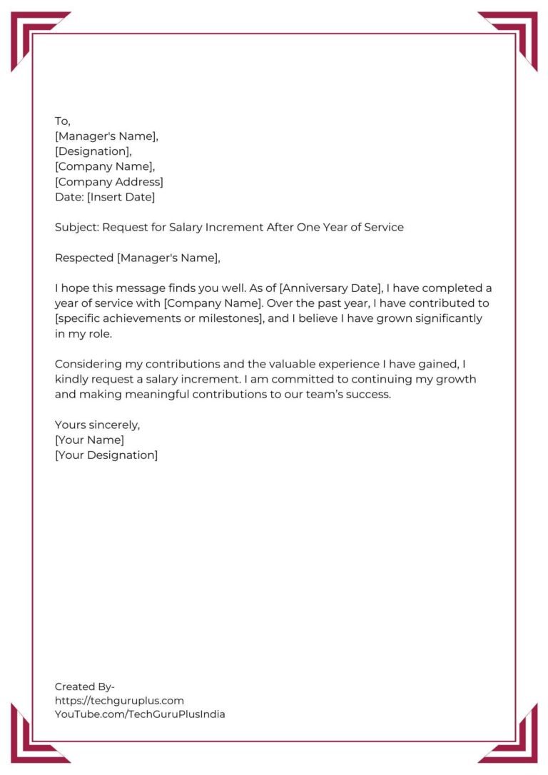 Application for Salary Increment Request [5 Format]