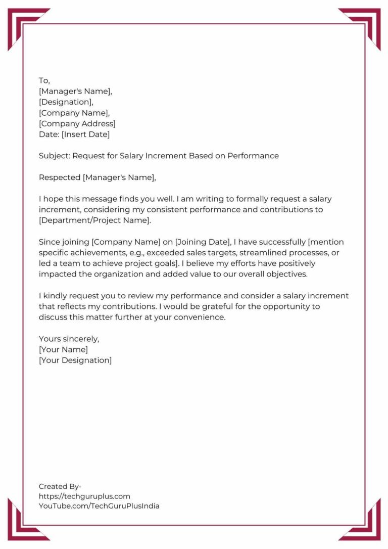 Application for Salary Increment Request [5 Format]