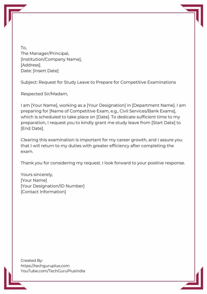 Application for Requesting a Study Leave of School/College [5 Format]