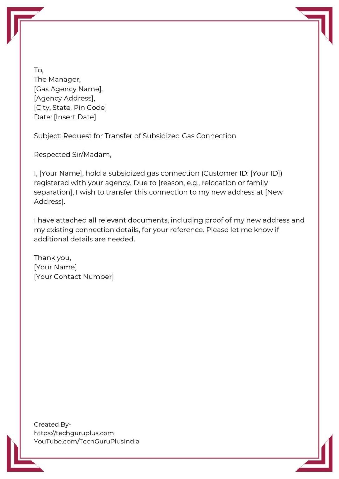 Application for Shifting Ration Card to Another State [5 Formats]