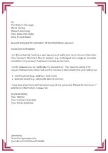 Application for Bank Account Dormancy Activation [5 Format]
