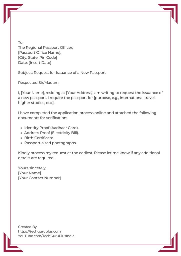 Application for Issuance of New Passport [5 Format]