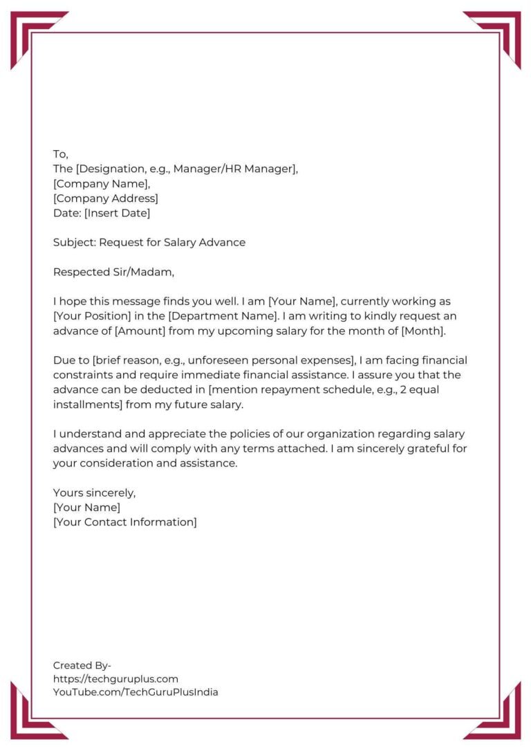 Application for Salary Advance Request [5 Format]