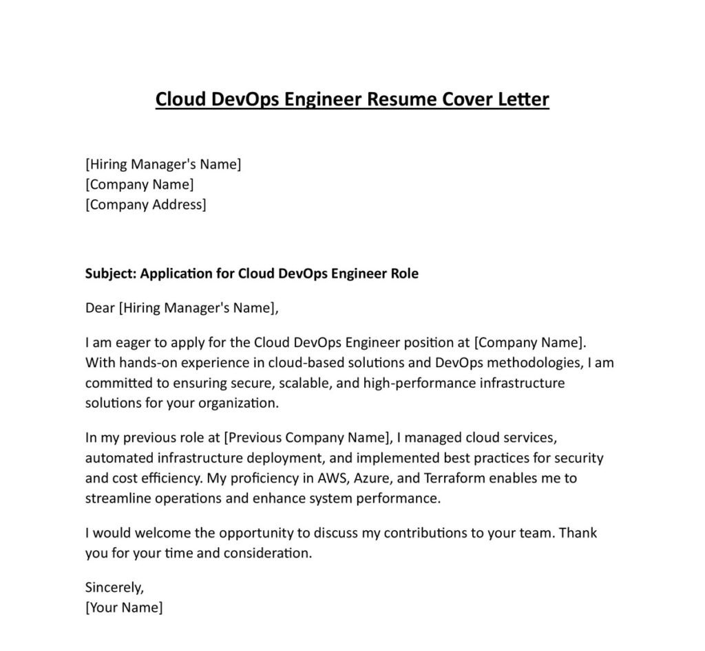 DevOps Engineer Job Resume Cover Letter (5 Templates) Download in Word ...