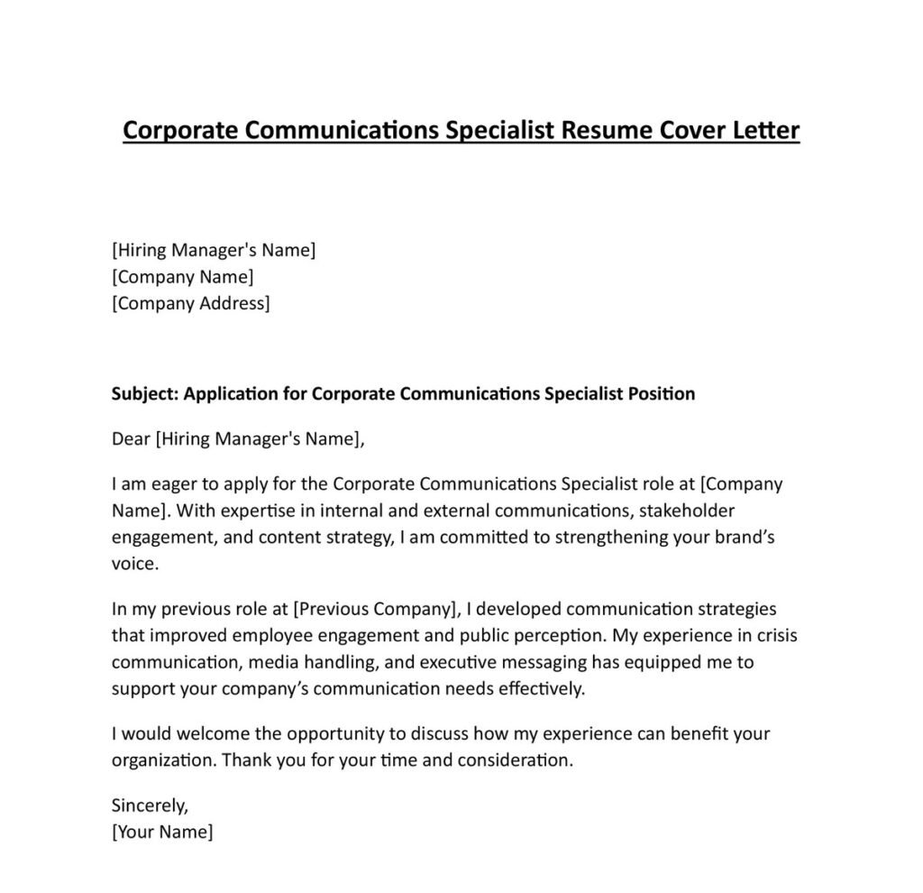 Public Relations (PR) Job Resume Cover Letter (5 Templates) Download in ...