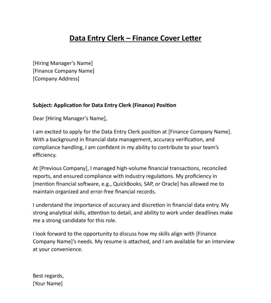 Data Entry Operator Job Resume Cover Letter (5 Templates) Download in ...