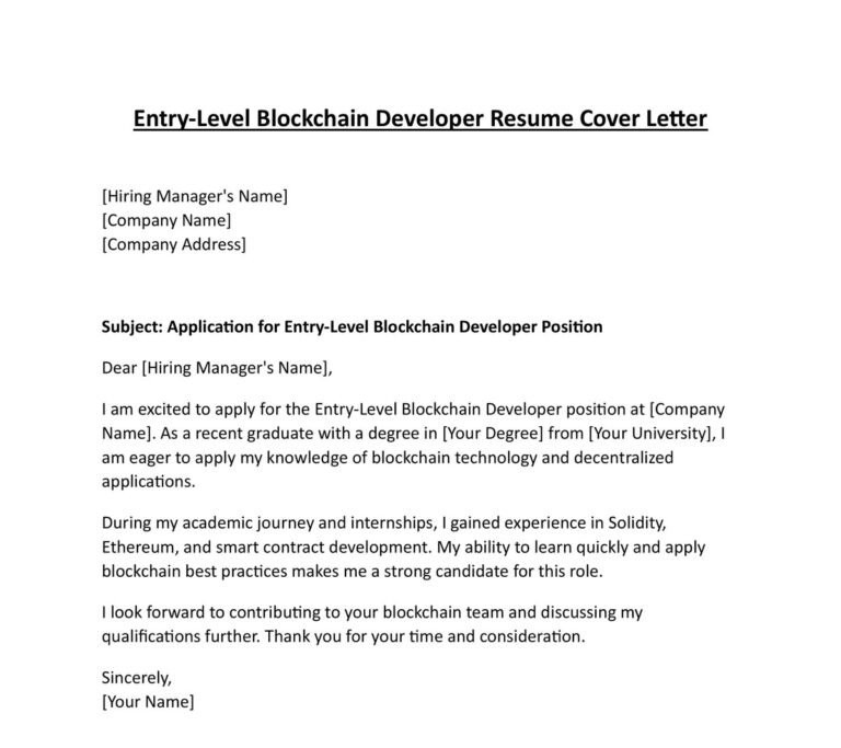 Blockchain Developer Job Resume Cover Letter (5 Templates) Download in ...