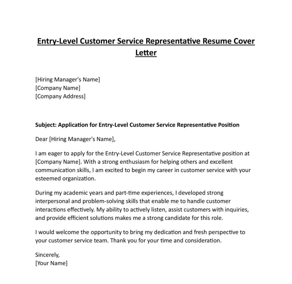 Customer Service Representative Job Resume Cover Letter (5 Templates ...