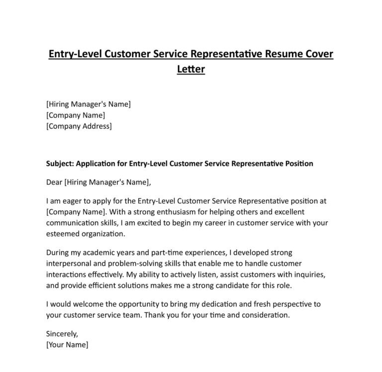 Customer Service Representative Job Resume Cover Letter (5 Templates ...